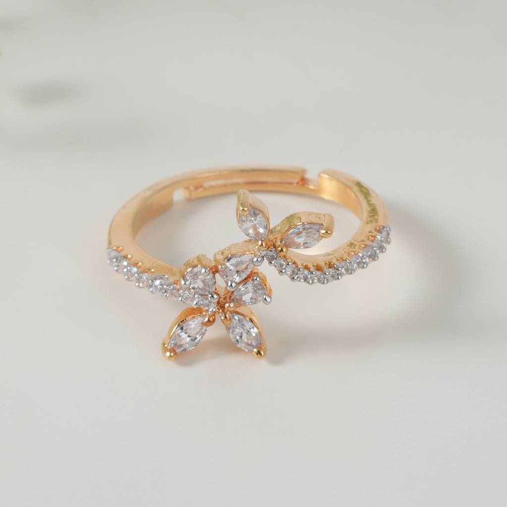 Delicate Floral Diamond Adjustable Finger Ring | Delicate Floral ...