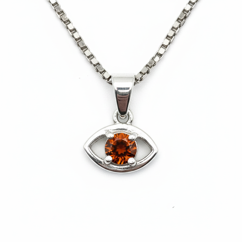 Pure 925 Silver Evil Eye Garnet Pendant For Men & Women | Pure 925 ...