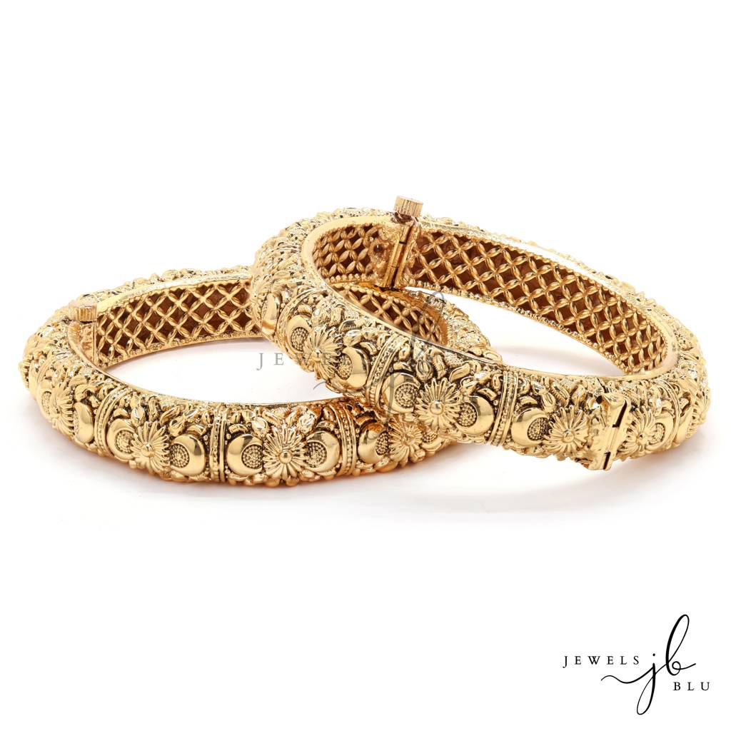 Gold Finish Nalima Traditional Bangle Pair | Gold Finish Nalima ...