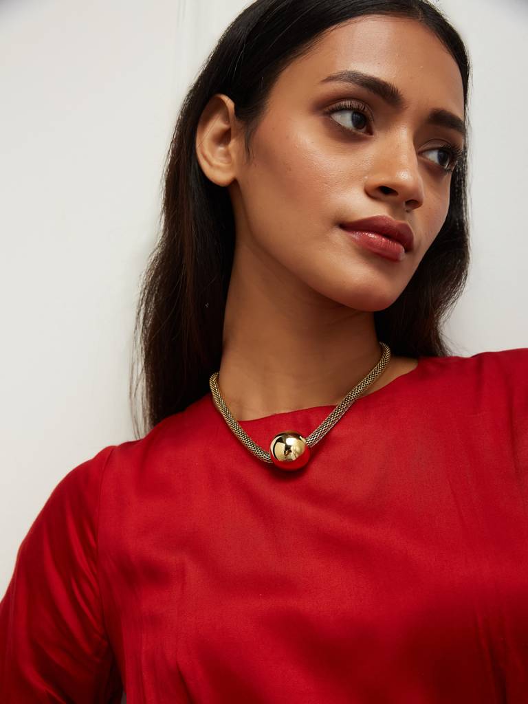Modern Gold Spherical Pendant Necklace | Modern Gold Spherical Pendant ...