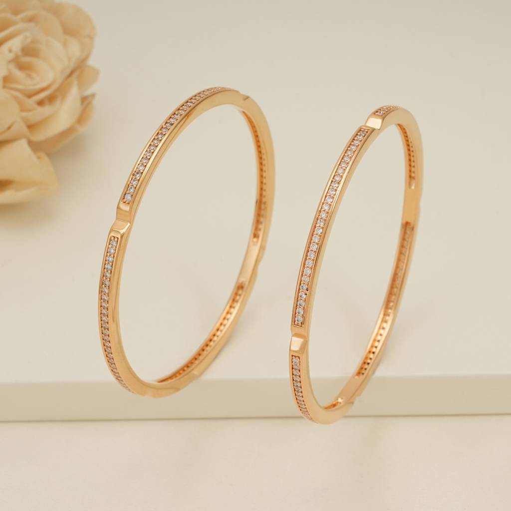 Sleek Gold Plated Diamond Bangle Set For Women | Sleek Gold Plated Diamond Bangle Set For Women ...
