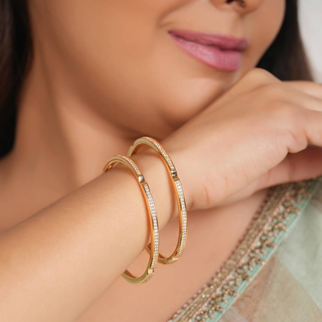Sleek Gold Plated Diamond Bangle Set For Women | Sleek Gold Plated Diamond Bangle Set For Women ...