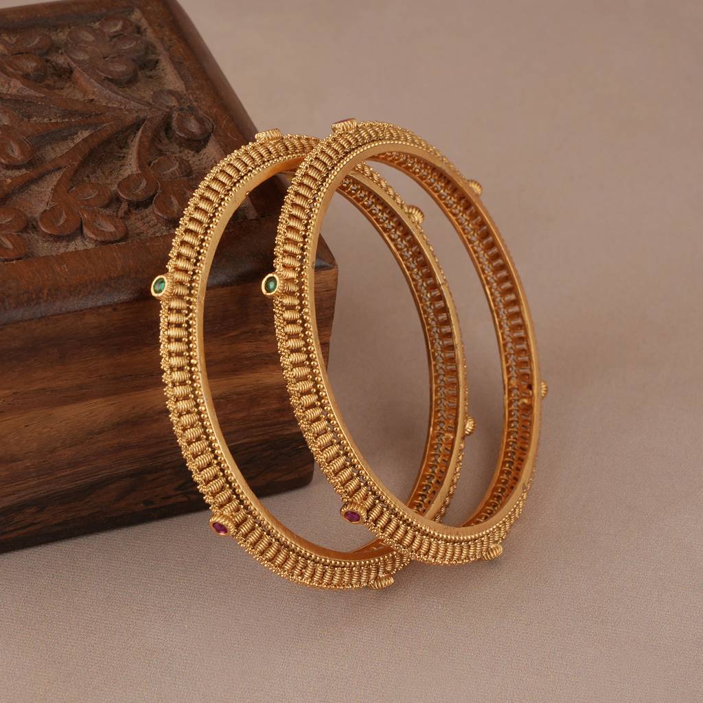 Cute Antique Gold Stone Bangle Set For Women | Cute Antique Gold Stone ...