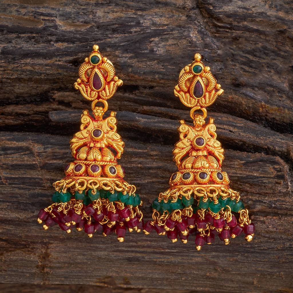 Kushal S Fashion Jewellery Ruby Green Gold Plated Ethnic 92.5 Pure Silver Temple Jhumkas 425912 Kushal S Fashion Jewellery Ruby Green Gold Plated Ethnic 92.5 Pure Sil Eternz