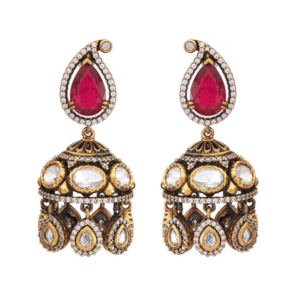 Kushal'S Fashion Jewellery Victorian Plated Party Kundan Jhumkas ...