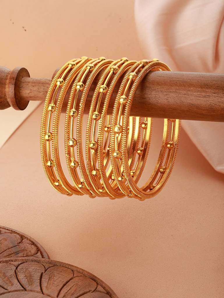 Set Of 4 Gold-Toned Gold-Plated Bangles-Ba-Js23-60069 | Set Of 4 Gold ...