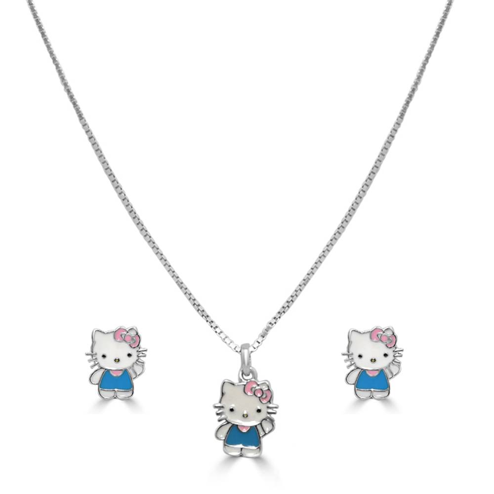 925 Pure Silver Hello Kitty Inspired Chain Pendant Set-Cps1028 | 925 ...