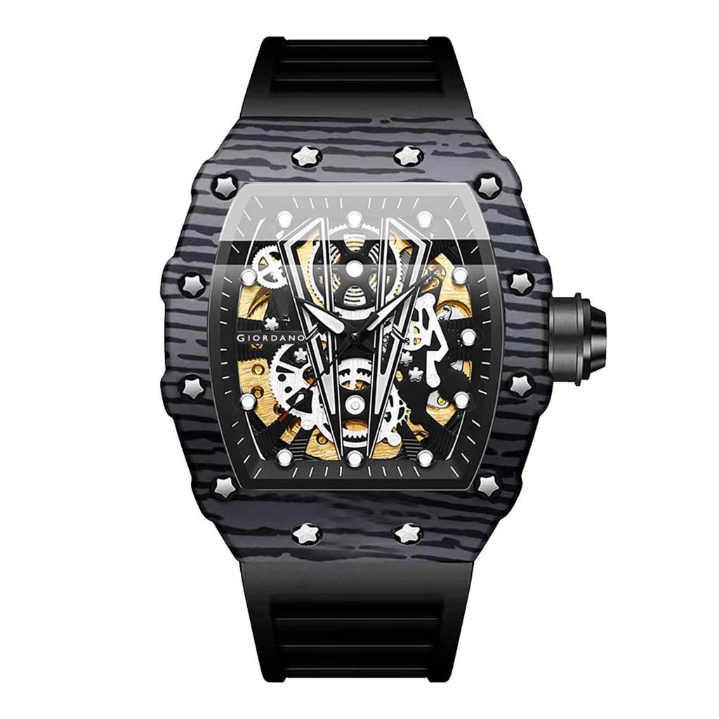 Giordano Automatic Square Watch For Men With Skeleton Design, Rugged ...