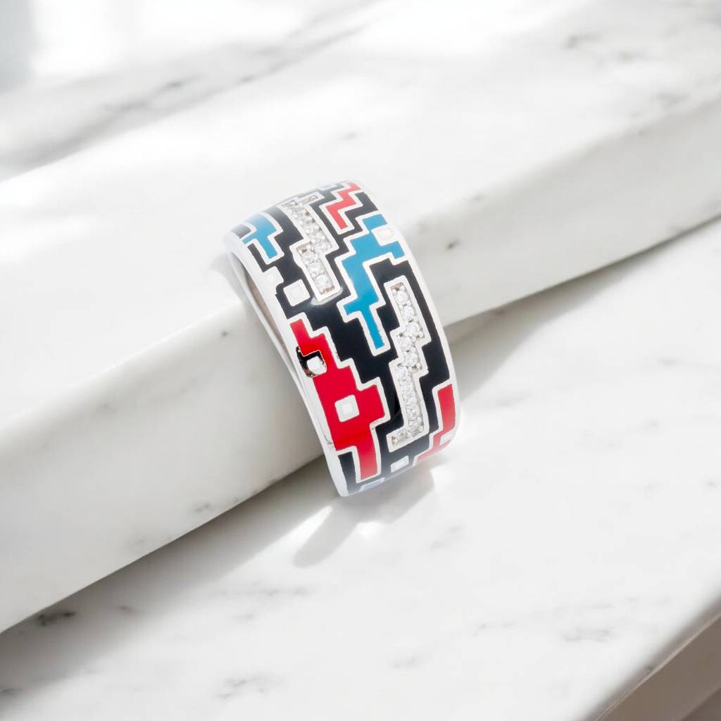 925 Silver Tetra Block Enamel Ring | 925 Silver Tetra Block Enamel Ring ...