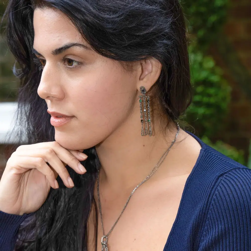 Textured Flow Long Earrings | Textured Flow Long Earrings - Silver · Eternz