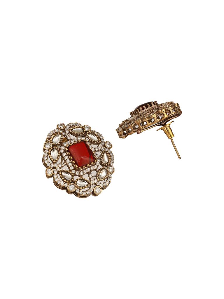 Gold Toned Ruby Red Mossanite Kundan Statement Choker Jewellery Set | Gold Toned Ruby Red ...