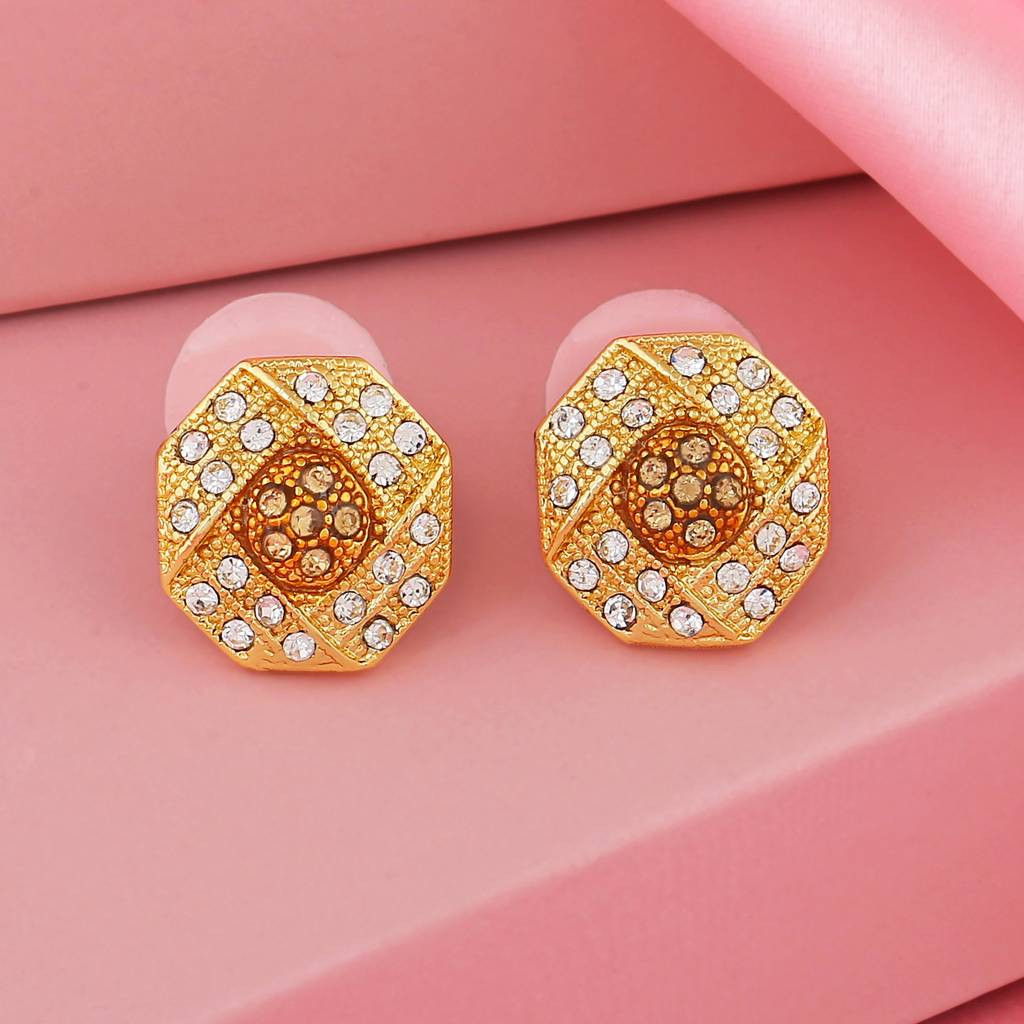 Estelegold Plated White Austrian Crystal Stone Round Stud Earrings For ...
