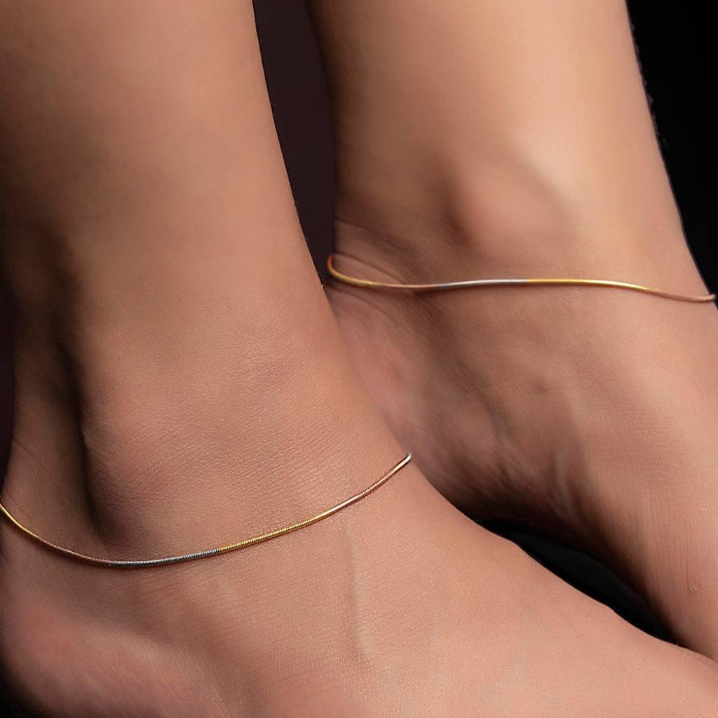 Minimal Chain Triple Tone 925 Sterling Silver Anklet | Minimal Chain ...