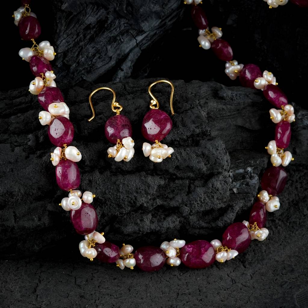 Tasseled Pearl And Ruby Set | Tasseled Pearl And Ruby Set · Eternz