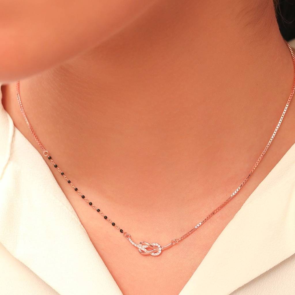 Radiant Loops Of Love Rose Gold-Plated 925 Sterling Silver Cz Mangalsutra | Radiant Loops Of ...
