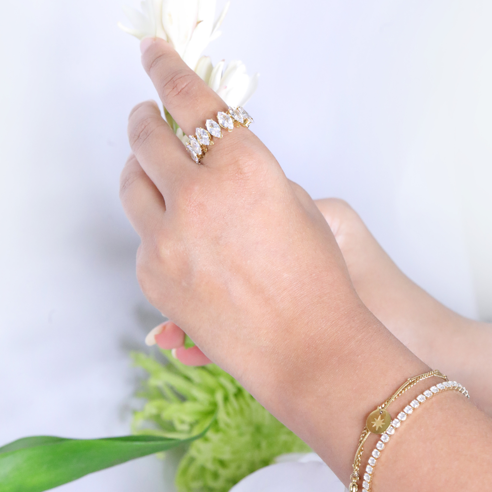 Adjustable White Crystal Ring, Victoria | Adjustable White Crystal Ring ...