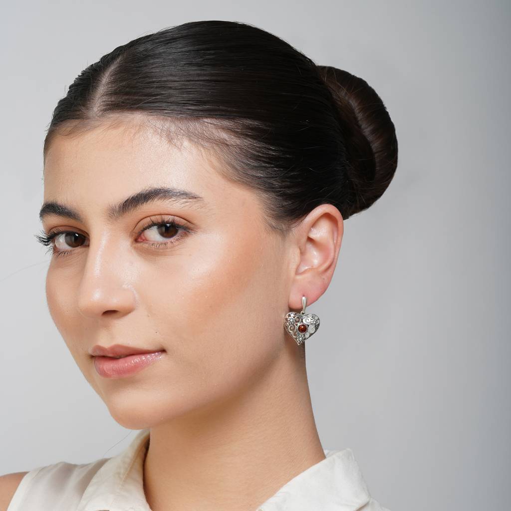 Cherry European Baltic Amber Big Heart Earrings In Sterling Silver | Cherry European Baltic ...