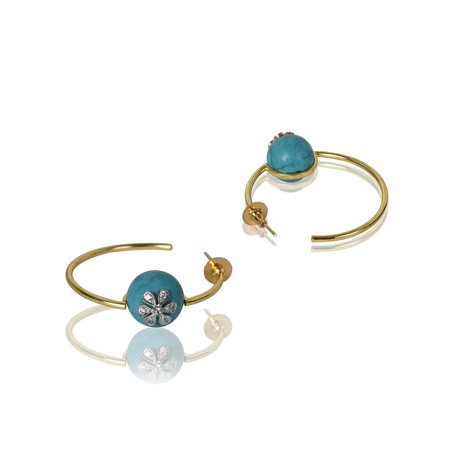 Half Bali Hoops With Turquoise | Half Bali Hoops With Turquoise · Eternz