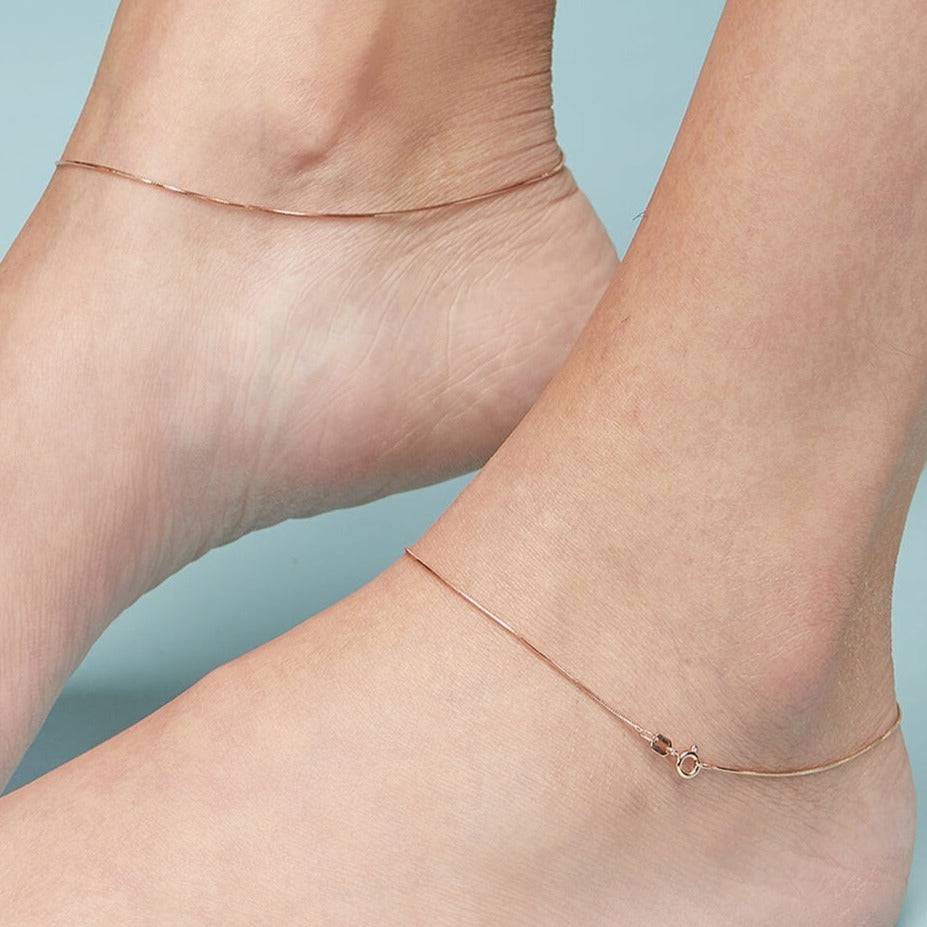 Minimal Snake Chain 925 Sterling Silver Anklet In Rose Gold | Minimal Snake Chain 925 Sterling ...