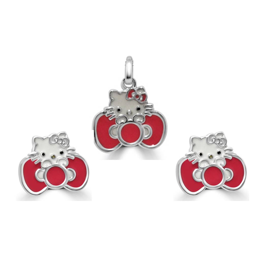 925 Pure Silver Hello Kitty Inspired Pendant Set-Ps1012 | 925 Pure ...