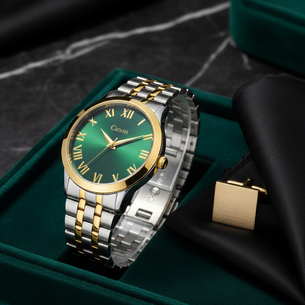Luxury Vastu Watch - Dual Tone Green Dial Cn-457 | Luxury Vastu Watch ...