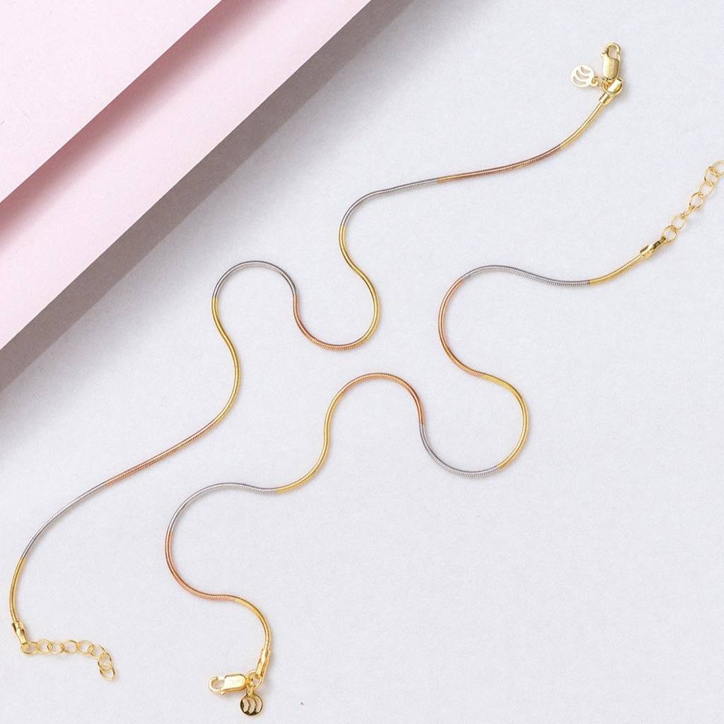 Minimal Chain Triple Tone 925 Sterling Silver Anklet | Minimal Chain ...