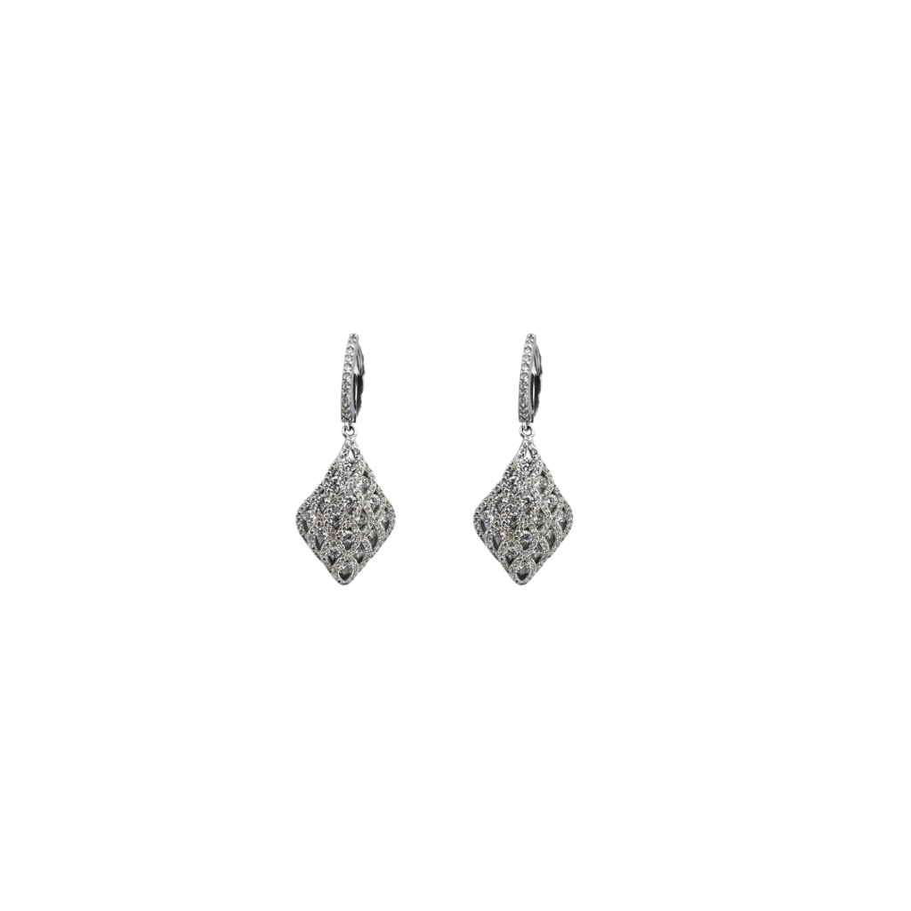 Silver Mini Diamond Shaped Earrings And Pendant Set | Silver Mini ...