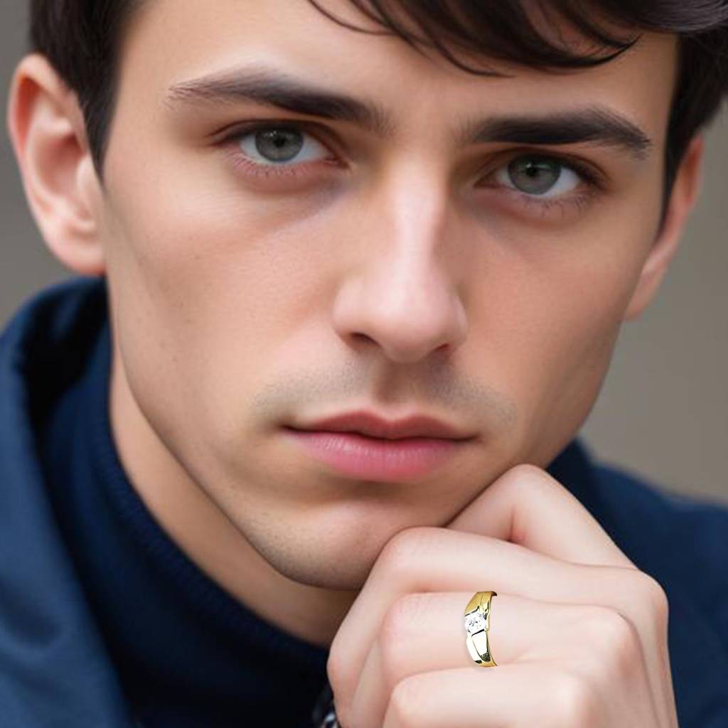 Golden Classic Solitaire Men'S Ring | Golden Classic Solitaire Men's ...