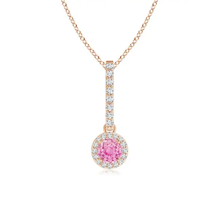 Dangling Round Pink Sapphire And Diamond Halo Pendant | Dangling Round ...