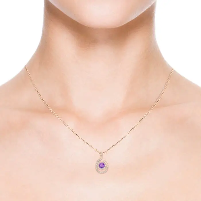 Double Loop Twist Amethyst Pendant With Diamonds | Double Loop Twist ...