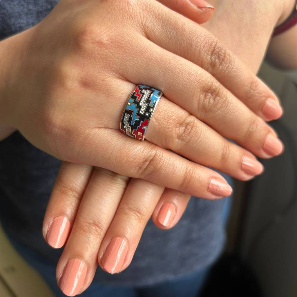 925 Silver Tetra Block Enamel Ring | 925 Silver Tetra Block Enamel Ring ...