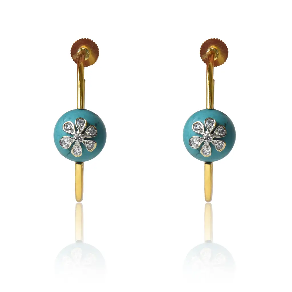 Half Bali Hoops With Turquoise | Half Bali Hoops With Turquoise · Eternz