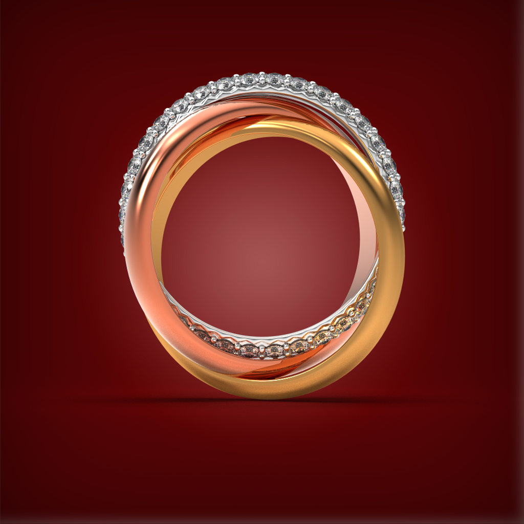 Trinity Tri-Color Pavã© Ring | 925 Sterling Silver | Trinity Tri-Color Ring | 925 Sterling ...