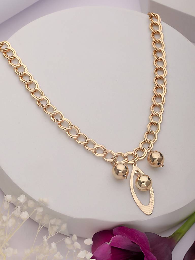 Anti-Tarnish Golden Plated Ball Pendant Link Chain | Anti-Tarnish ...