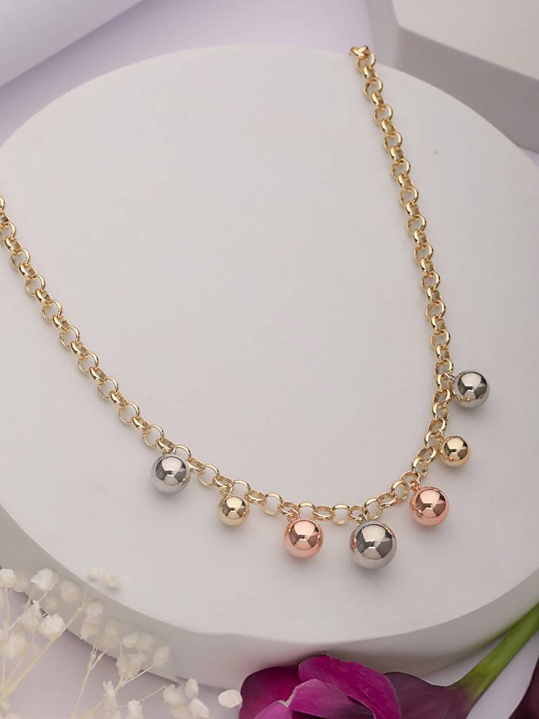 Anti-Tarnish Gold Polish Triple Plated Balls Link Chain Necklace | Anti ...