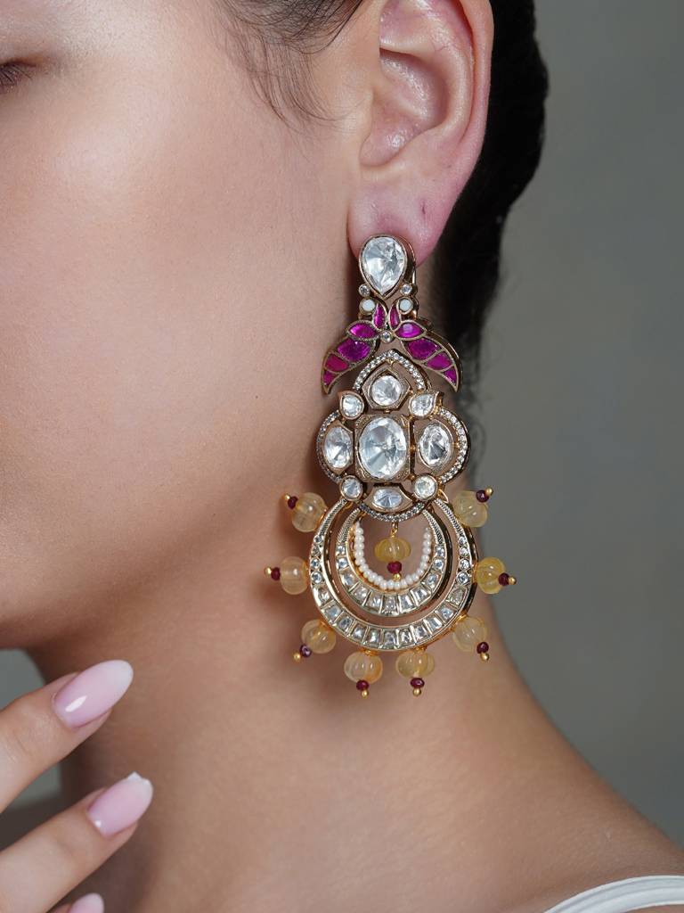 Zehra Crest Polki Earrings | Zehra Crest Polki Earrings · Eternz