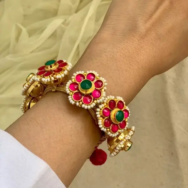 Gold Plated Ruby Paachi Kundan Pochi | Gold Plated Ruby Paachi Kundan ...
