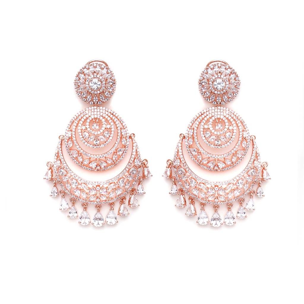 Rose Gold Diamond Chand Earrings | Rose Gold Diamond Chand Earrings ...