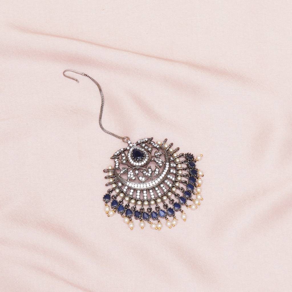 Oversized Diamond & Maroon Stone Maang Tikka | Oversized Diamond ...