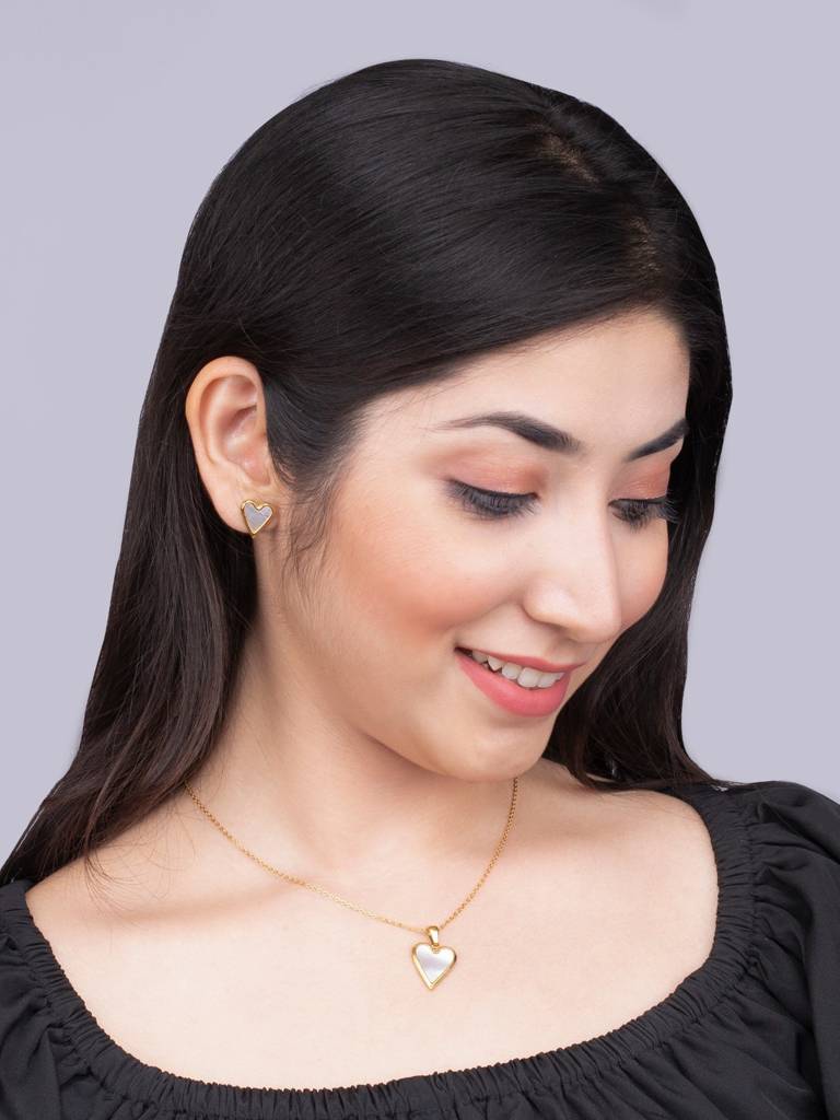 Heart Shape Pendant Set With Mop | Heart Shape Pendant Set With Mop ...