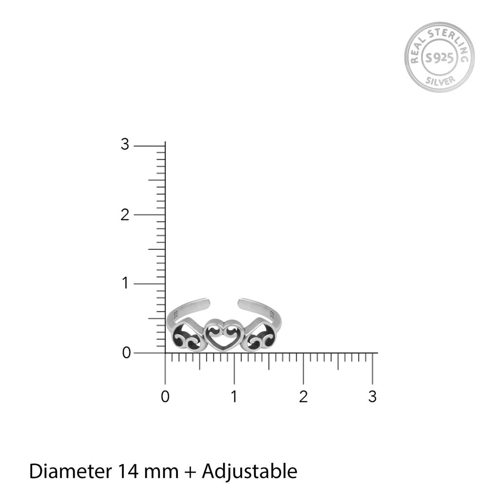 Oxidised Silver Curled Heart Toe Ring | Oxidised Silver Curled Heart ...