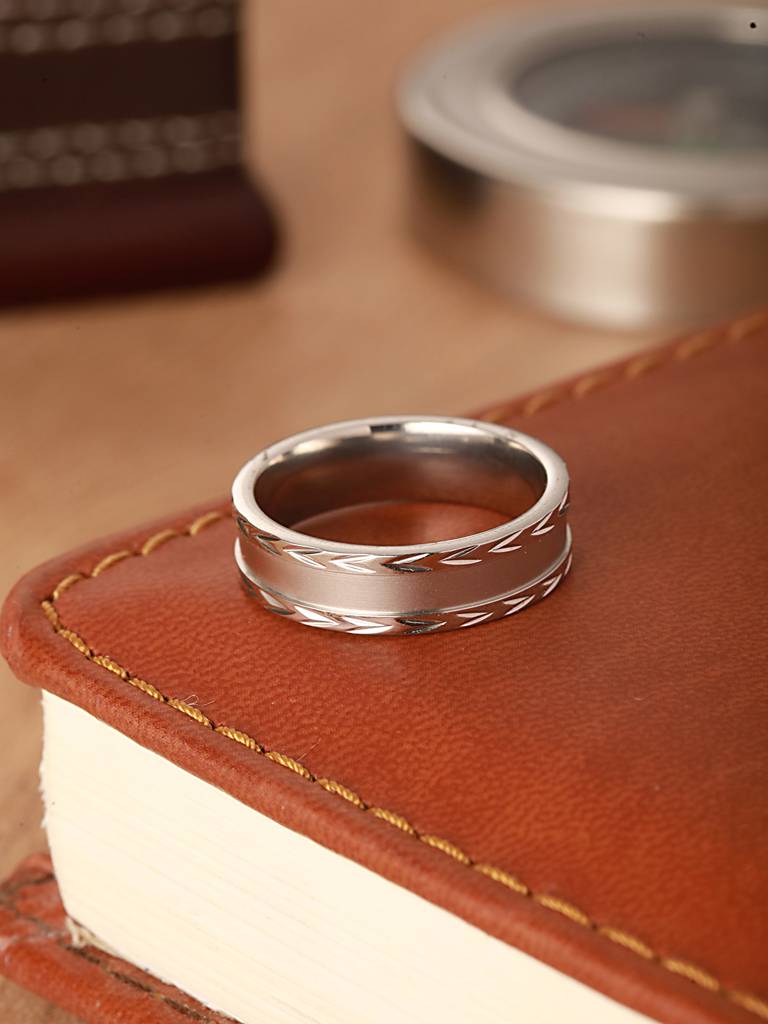 Men Silver Plated Textured Finger Ring | Men Silver Plated Textured ...