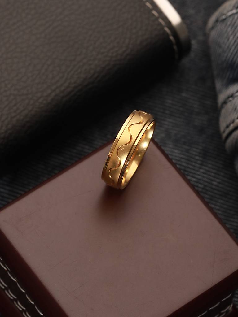 Men Gold Plated Textured Finger Ring | Men Gold Plated Textured Finger ...