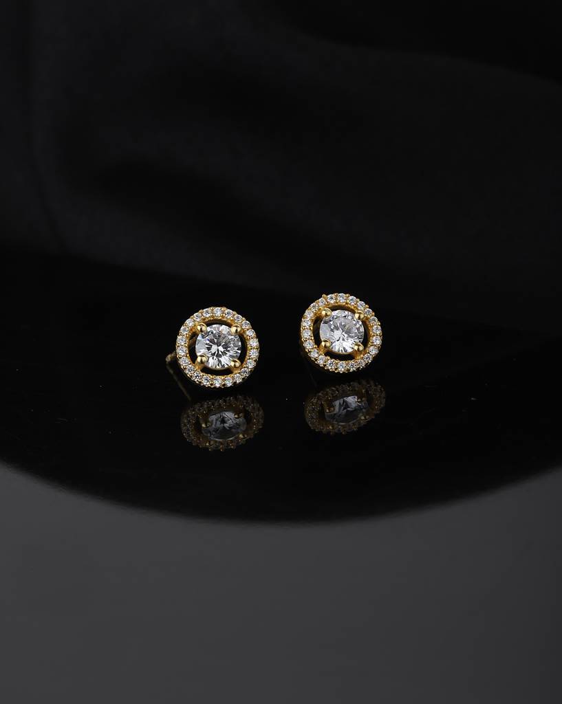 Gold-Plated Cz Studded Handcrafted Circular Studs | Gold-Plated Cz ...