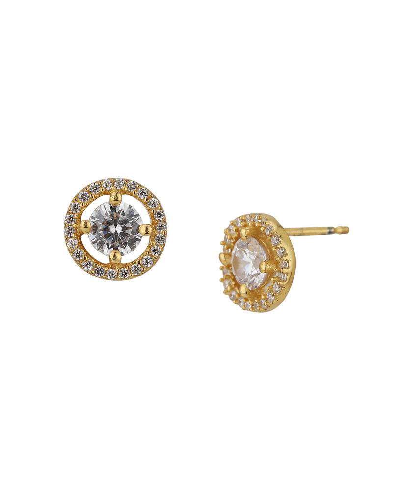 Gold-Plated Cz Studded Handcrafted Circular Studs | Gold-Plated Cz ...
