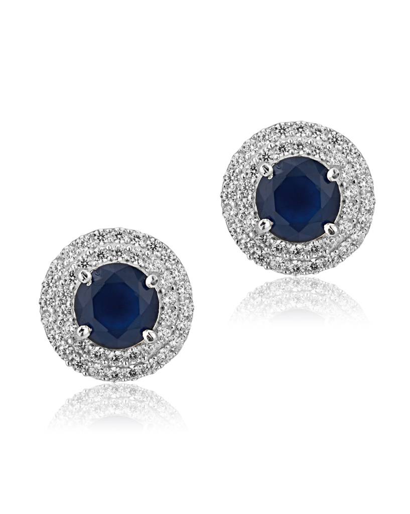 Rhodium-Plated Stone Studded Circular Studs | Rhodium-Plated Stone ...