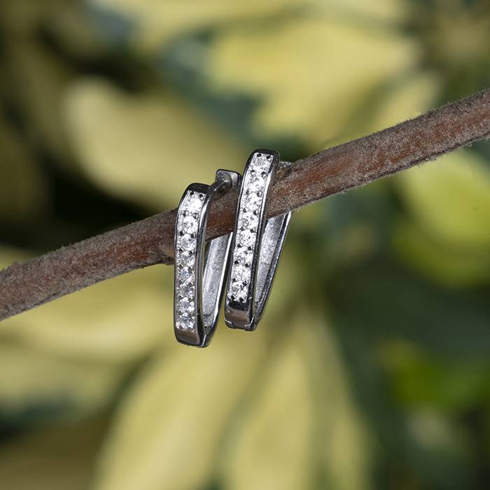 Classic Triangular Cz Silver Hoops | Classic Triangular Cz Silver Hoops · Eternz
