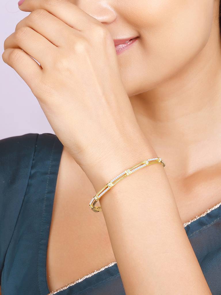 Giva 925 Sterling Silver Golden Dual Line Bangle | Giva 925 Sterling Silver Golden Dual Line ...