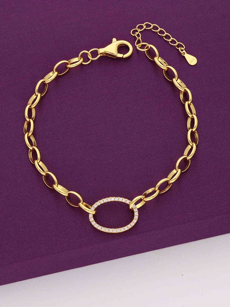 Sterling Silver Gold Linked Loops Line Bracelet | Sterling Silver Gold ...