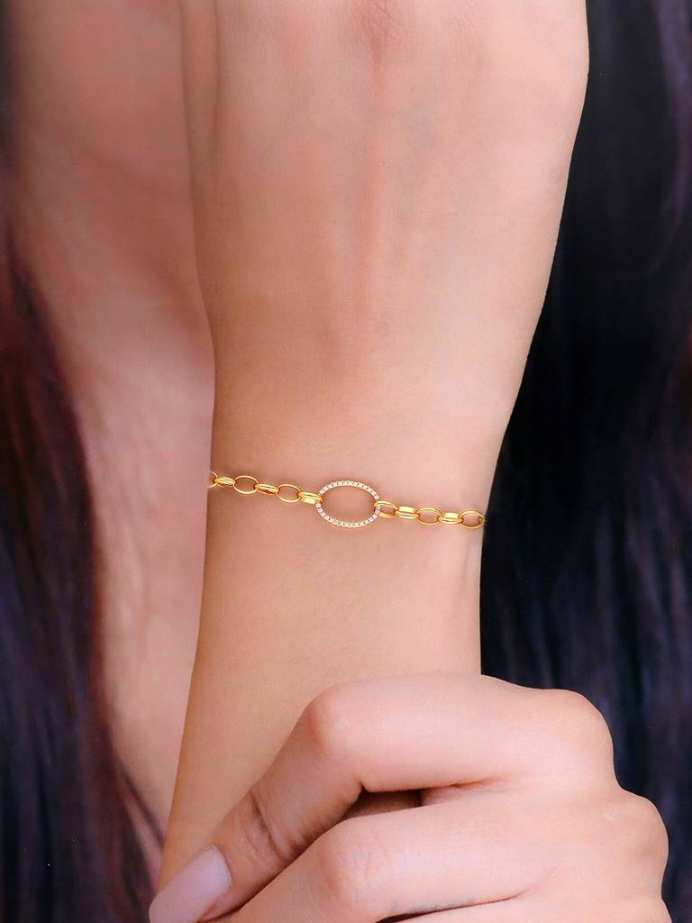 Sterling Silver Gold Linked Loops Line Bracelet | Sterling Silver Gold ...